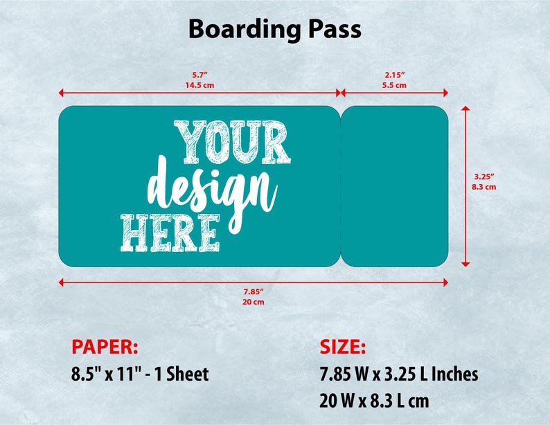 Boarding Pass Blank Template, 8.5"x11" Sheet, Custom Travel Flight Pass ...