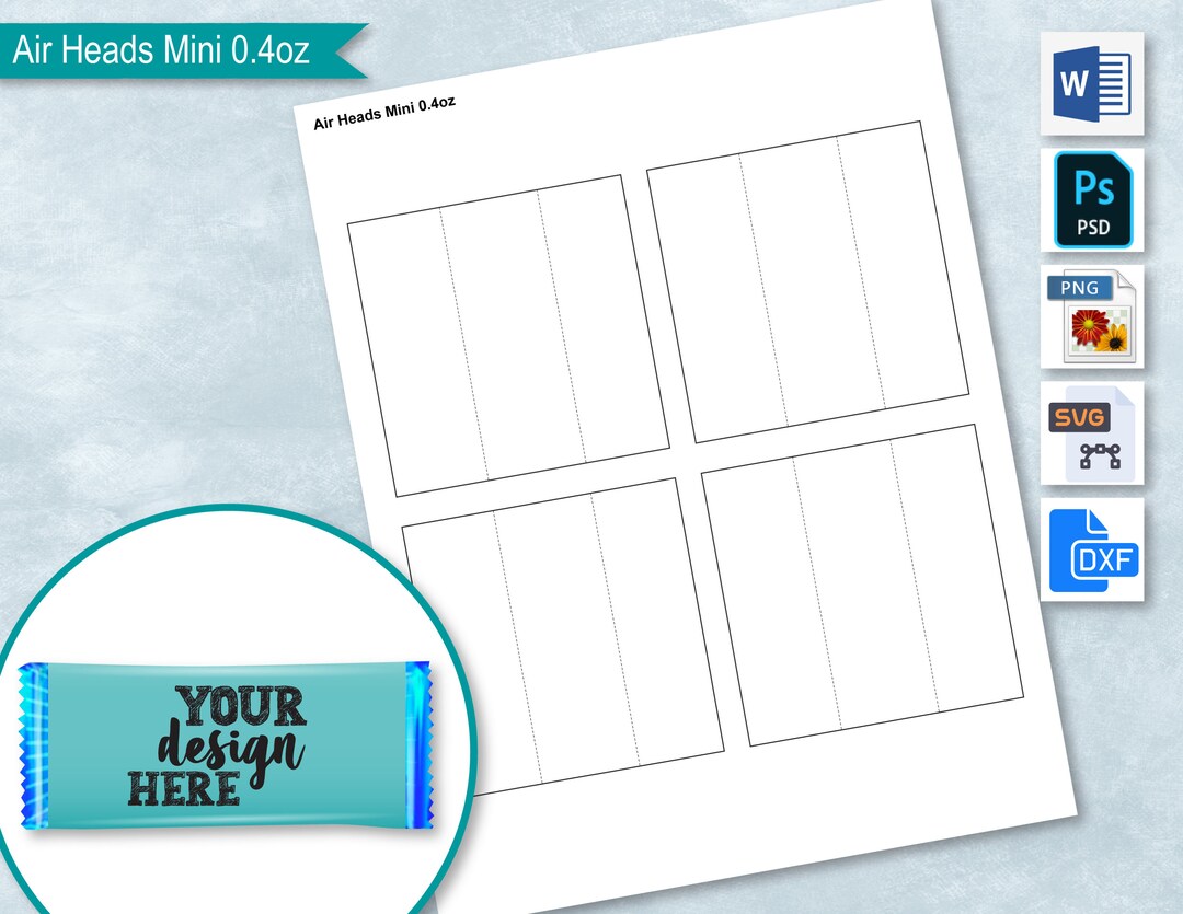 Air Candy Mini 0.4oz 11.4g Blank Wrapper Template, DIY Sticker Label ...