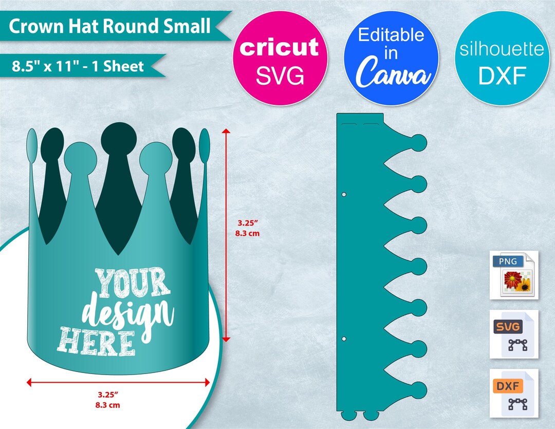 Small Crown Party Hat Blank Template, Princess Birthday Hat, No Glue ...