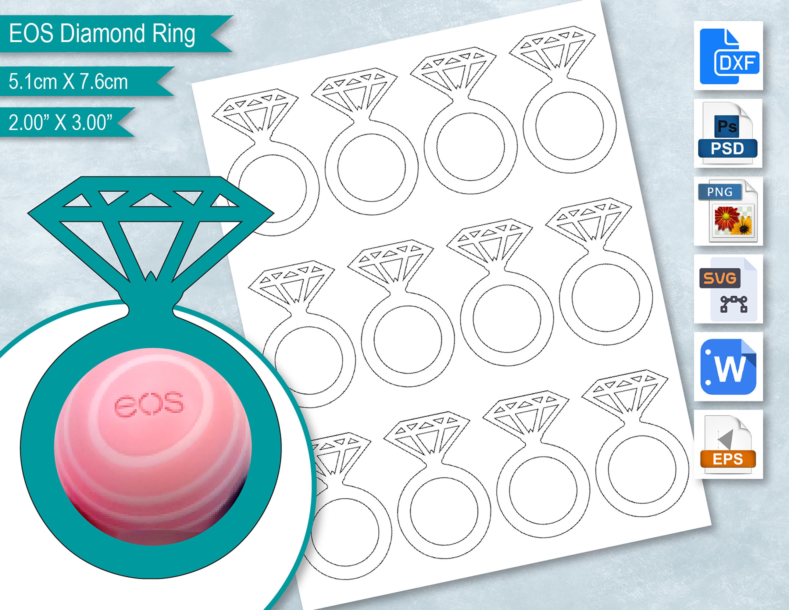 EOS Ring Card Blank Template Sublimation Lip Balm Holder - Etsy