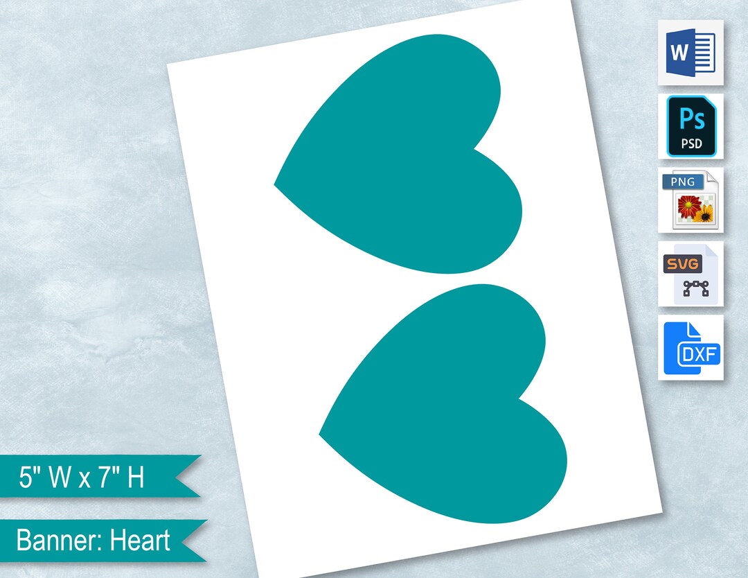 Heart Banner 5" X 7" Blank Template, Heart Flags Banner Template Create ...