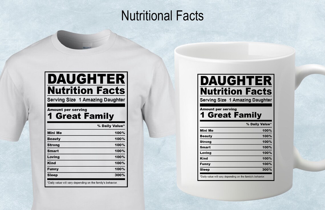 Daughter Nutrition Facts SVG Nutritional Fact Label Template - Etsy