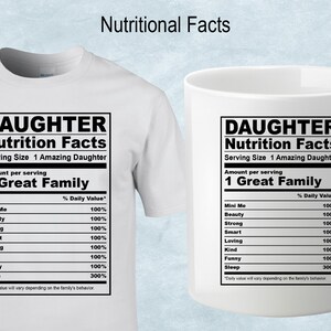 Daughter Nutrition Facts SVG Nutritional Fact Label Template | Etsy UK