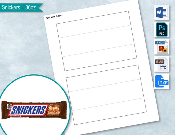 Snickers 1.86oz 52.7g Blank Wrapper Template Snicker Sticker | Etsy