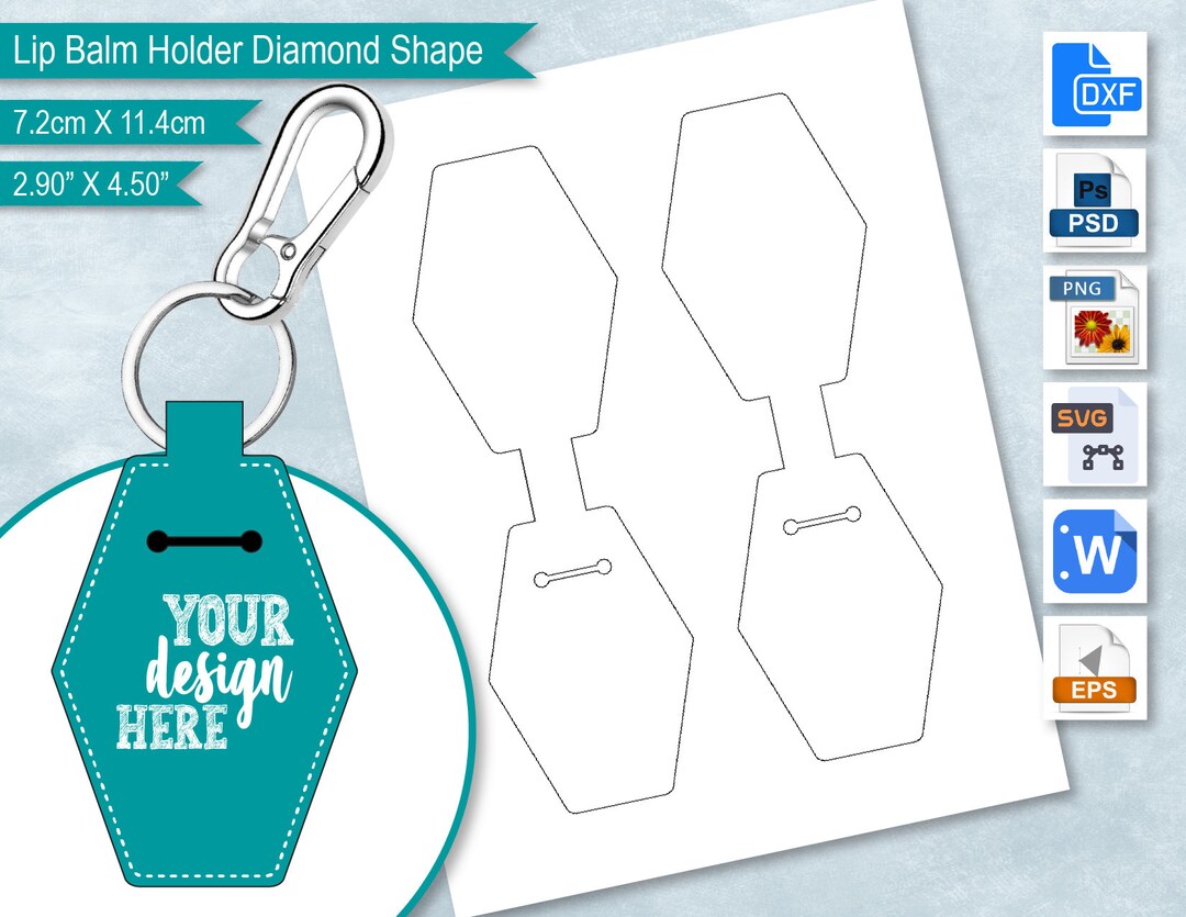 Diamond Shape Keychain Lip Balm Holder Template, Sublimation Keychain ...
