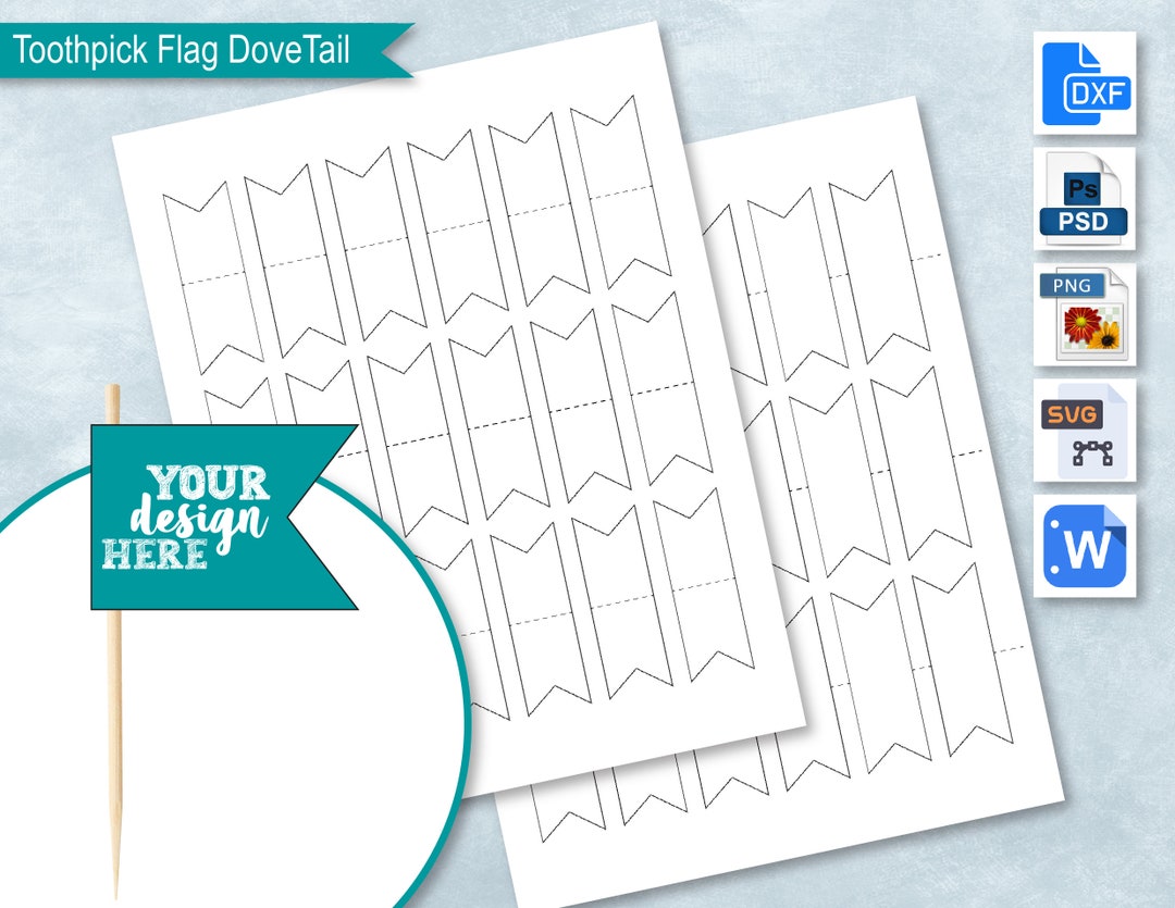 Dovetail Toothpick Flag Tag Blank Template, Custom Straw Sublimation ...