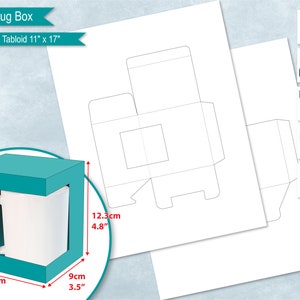 15oz Mug Box With Window Template, 11"x17" Size Sheet, Mug Gift Display ...