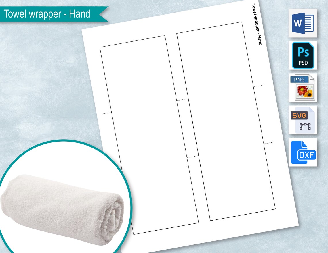 Hand Towel Wrapper Template Washcloth Blank Label Sticker | Etsy