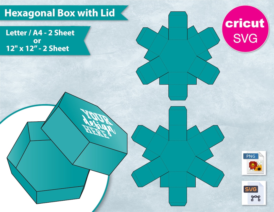 Hexagonal Gift Box With Lid Template 8.5"x11" Sheet Printable, Hexagon ...