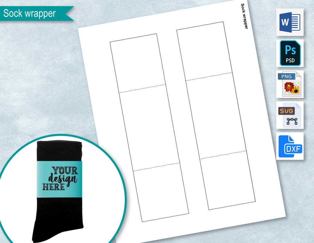 Socks Wrapper Template, Sock Blank Label Sticker, Party Favor, Create ...