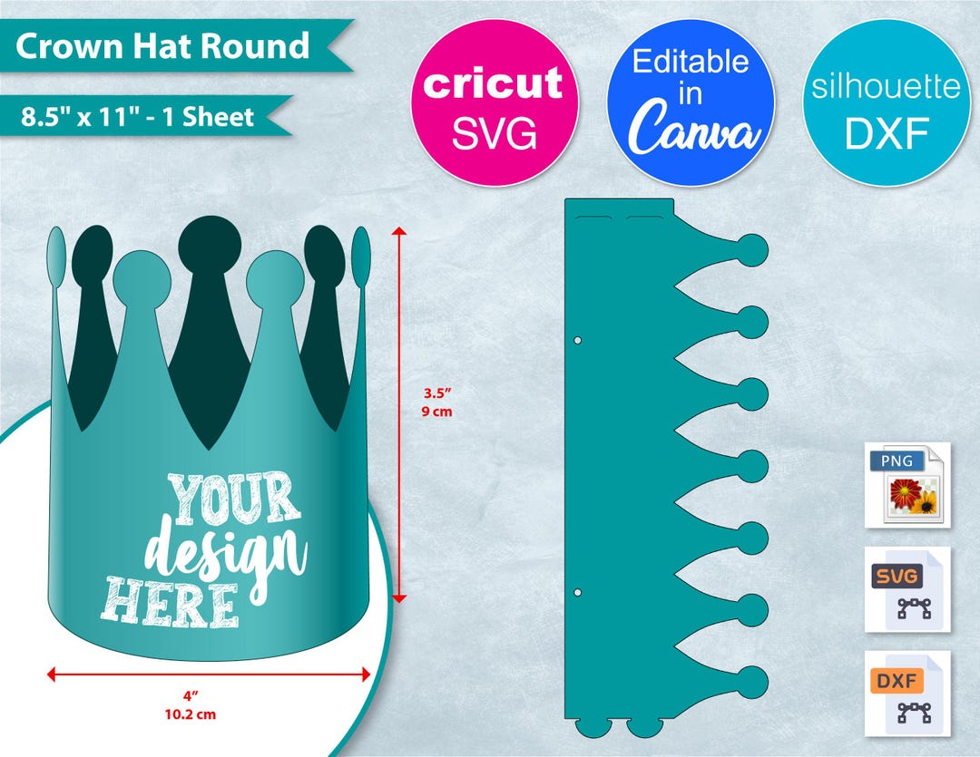 Crown Party Hat Blank Template, Princess Birthday Hat, No Glue Custom ...