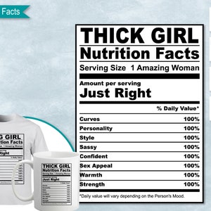 Big Girl, Thick Girl Nutrition Facts, Big Girl SVG Nutritional Fact ...