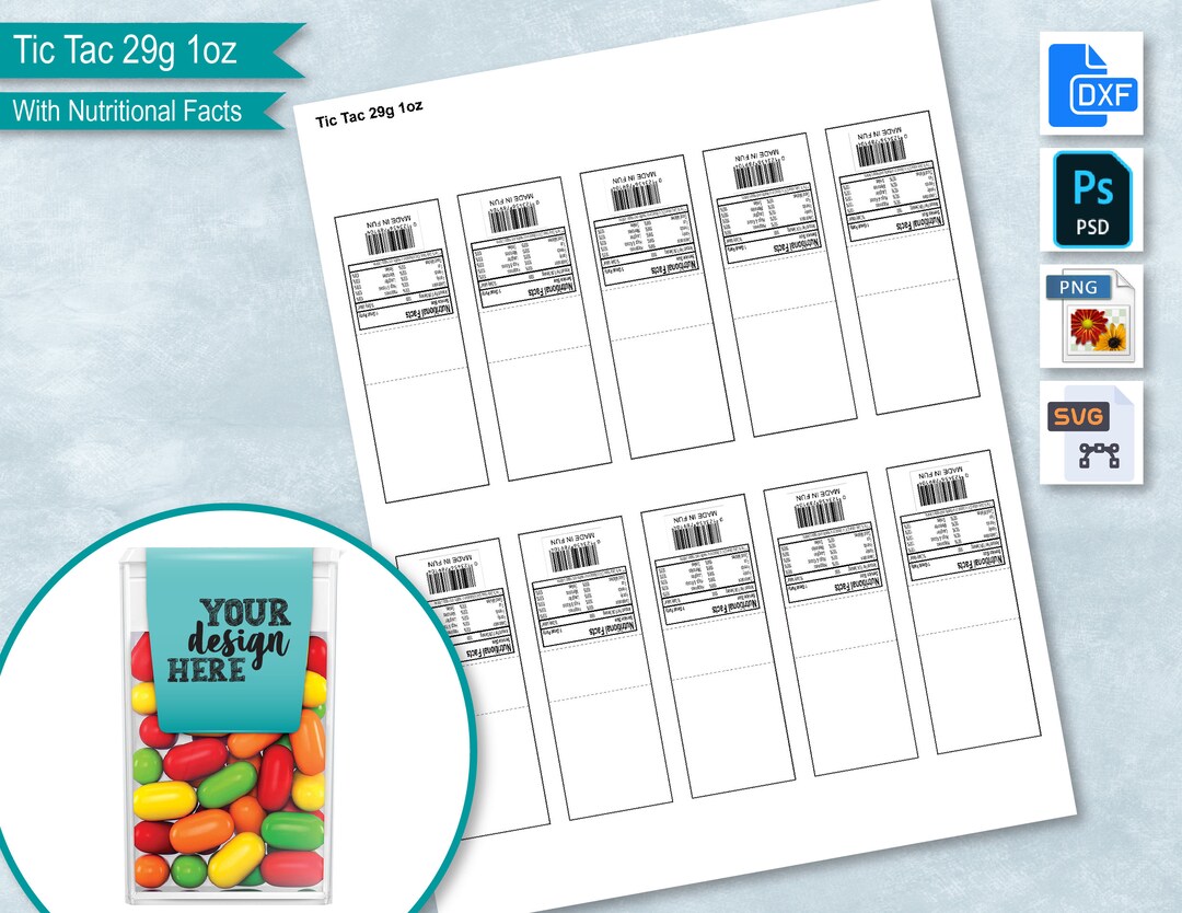 Mint Box 1oz 29g Blank Wrapper Template With Nutritional Facts, Mint ...