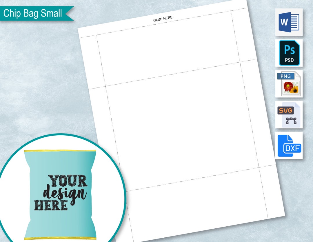 Chip Bag Template on 8.5" X 11" Sheet, Chip Bag Printable, Favor Bag ...