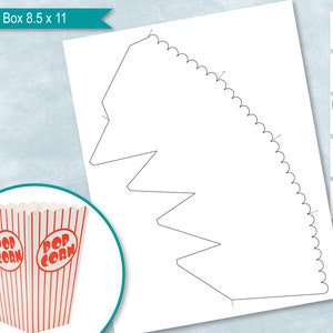 Popcorn Box Template 8.5"x11" Sheet, Chip Foldable Box Blank , Party ...