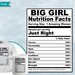 Big Girl, Thick Girl Nutrition Facts, Big Girl SVG Nutritional Fact ...