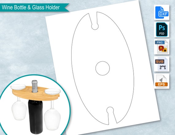 Wine Bottle & Glass Holder Template Wine Bottle Glass Caddy | Etsy
