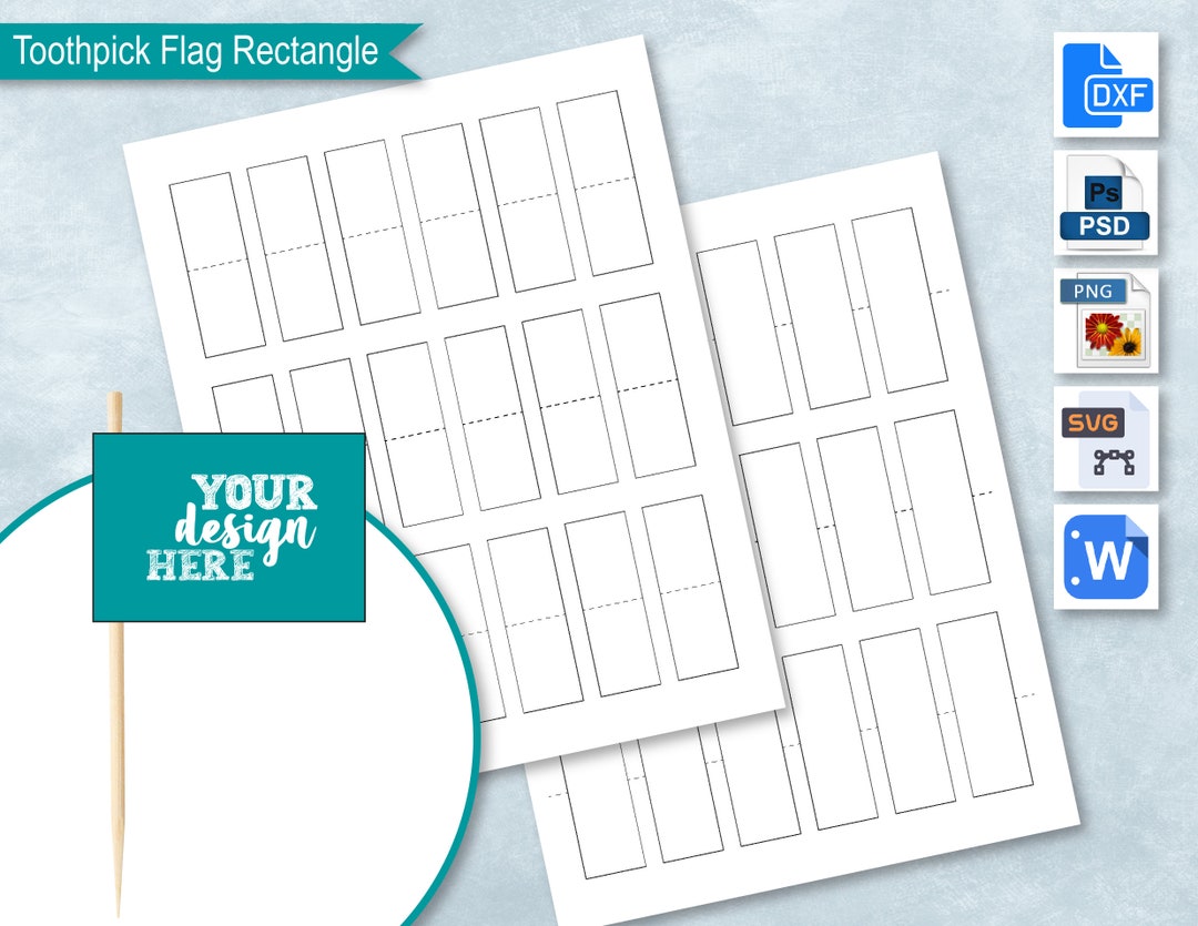 Rectangular Toothpick Flag Tag Blank Template, Rectangle Custom Flag ...