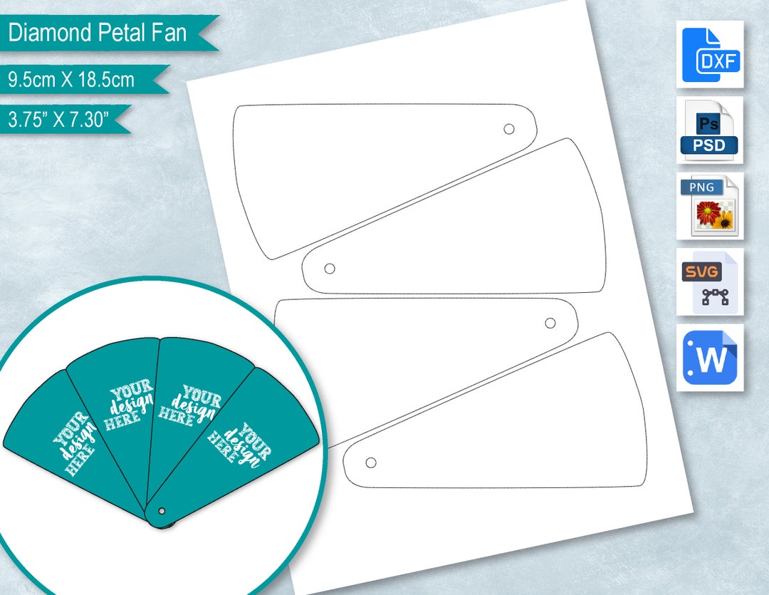 Diamond Shape Petal Fan Blank Template, Paddle Fan Church Wedding ...