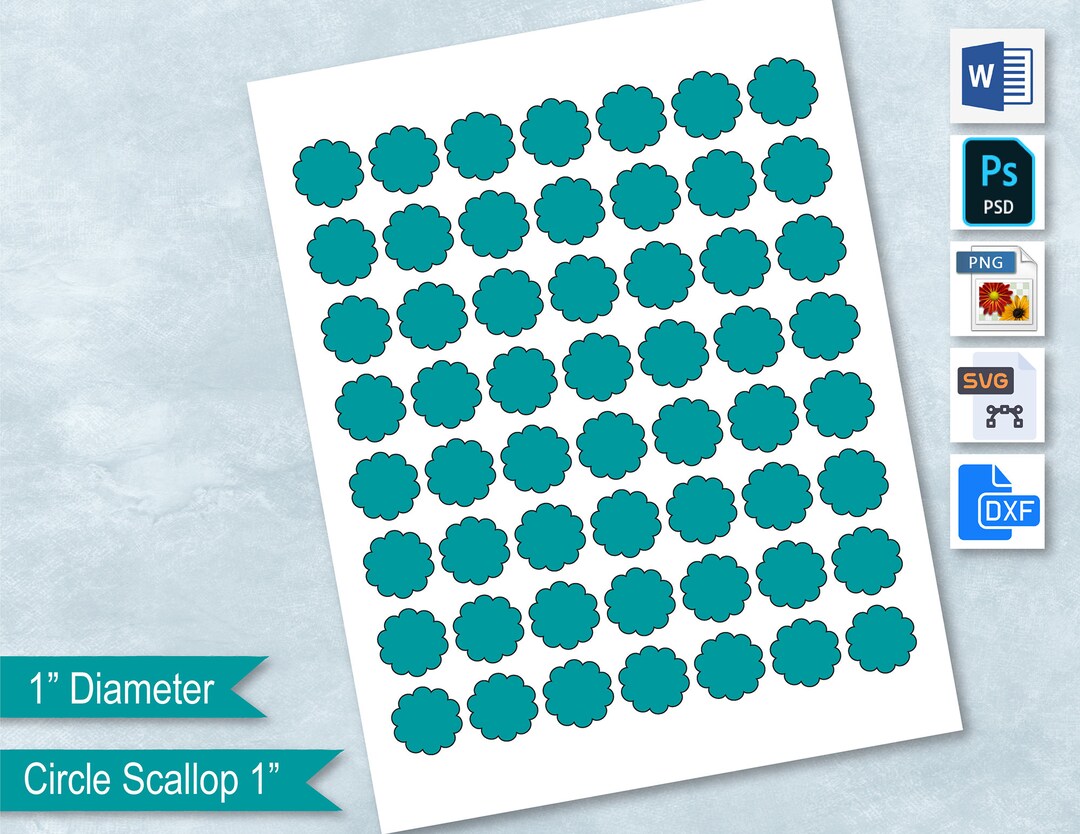 1 Inch Circle Blank Scallop Template, 25 Mm Round Scallop Sticker ...
