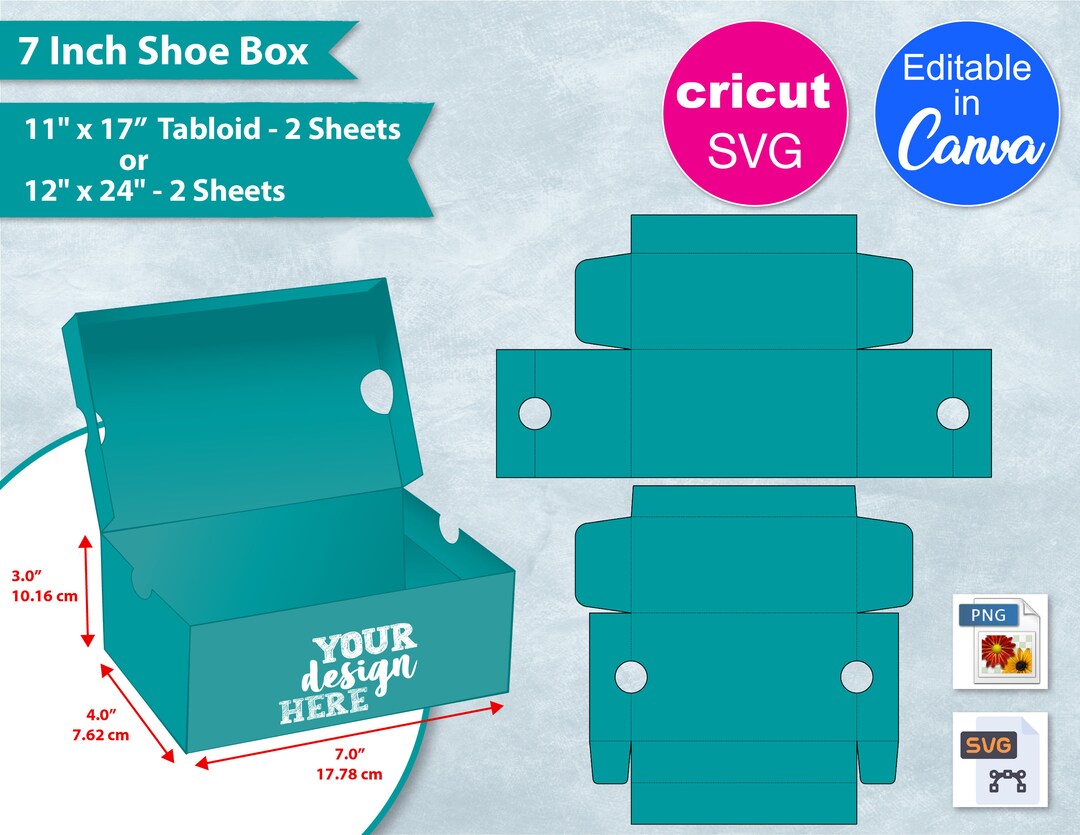 7 Inch Shoe Box Blank Template, 7" Sneaker Box No Glue, 11"x 17" Sheet ...