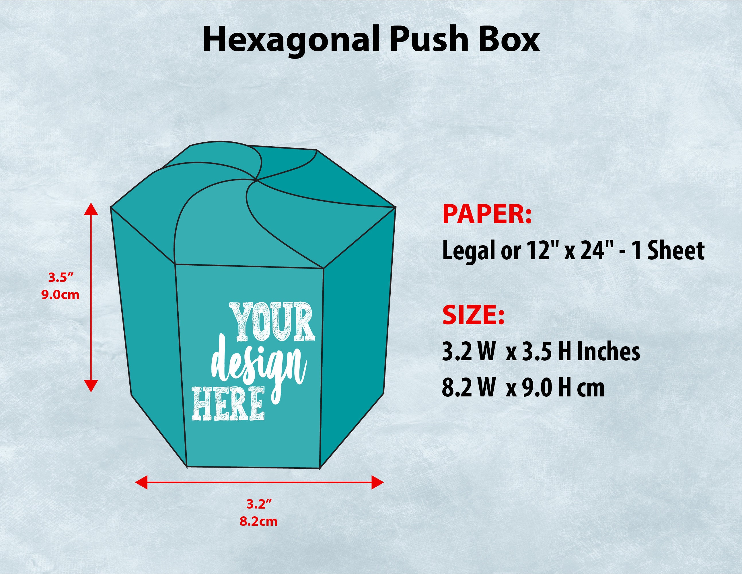 Hexagonal Tall Push Gift Box, 8.5"x14" Sheet Printable, Hexagon Gift ...