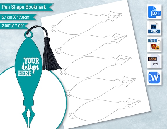 Pen Shaped Bookmark Blank Template DIY Create Your Own Custom | Etsy