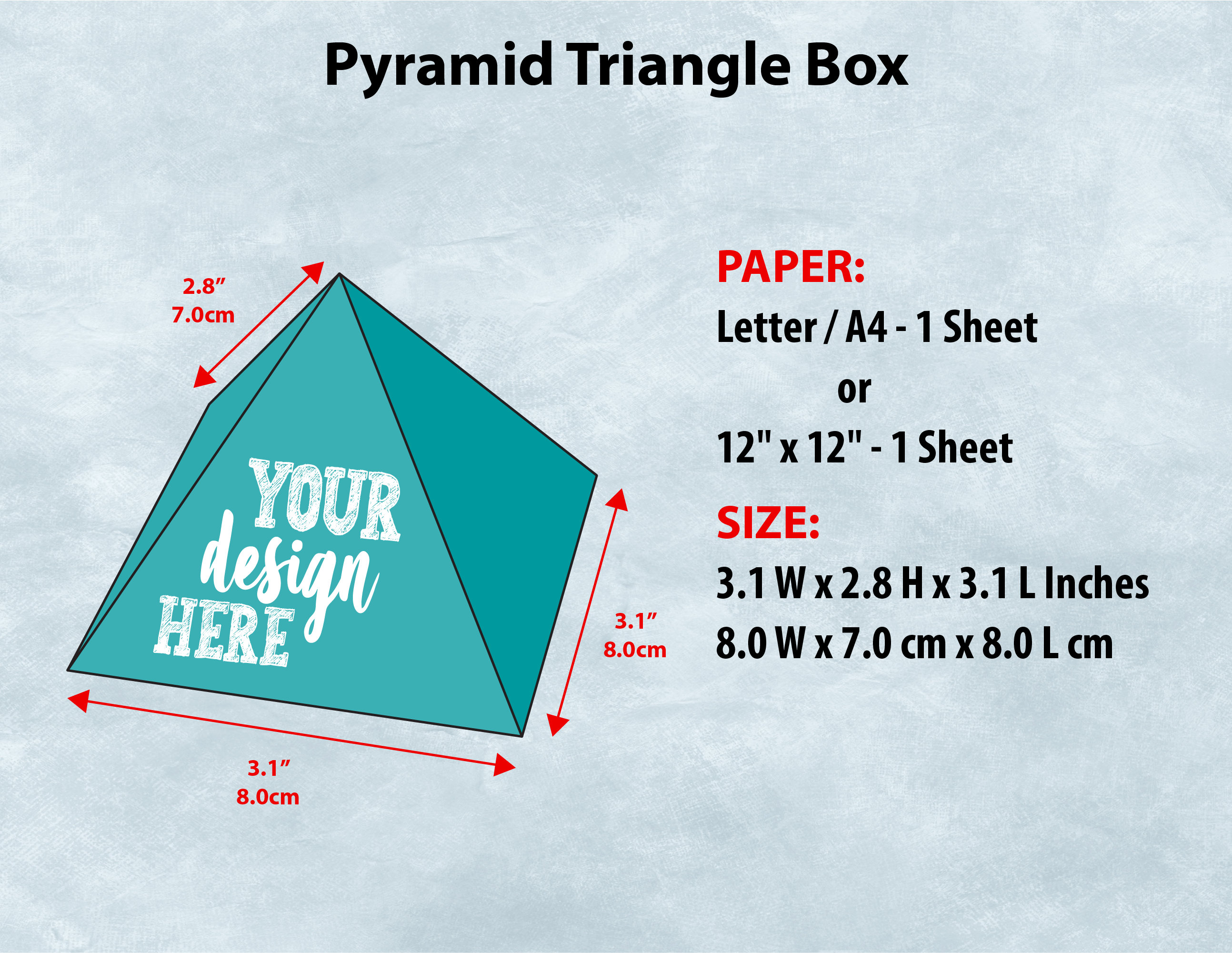 Pyramid Triangle Favor Gift Box, 8.5"x11" Sheet Printable, Pyramid ...