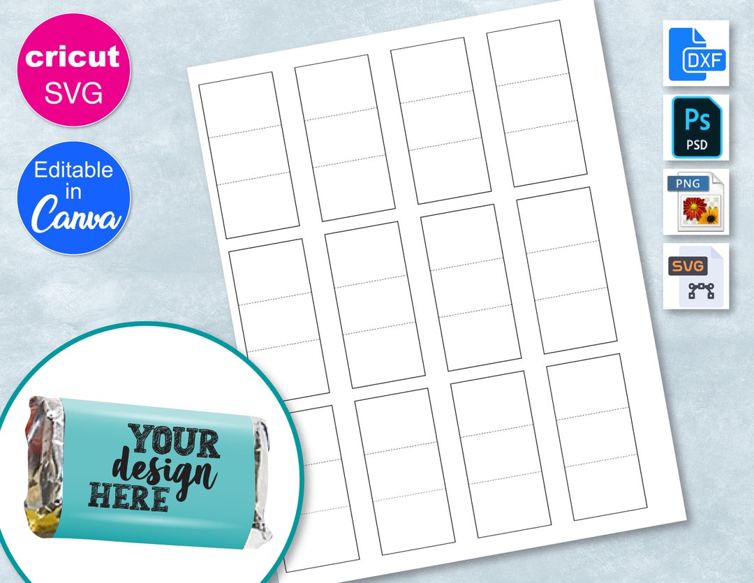 Chocolate Mini 0.3oz Blank Wrapper Template, Mini Chocolate Sticker ...