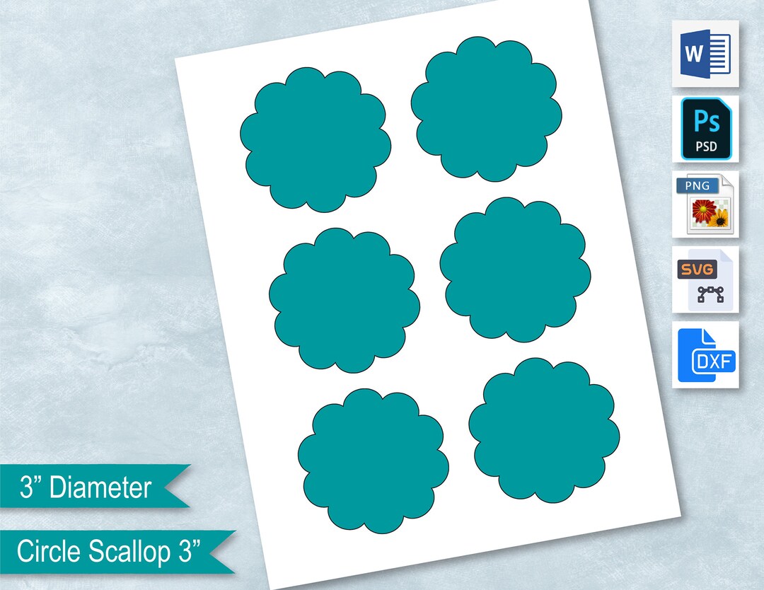 3 Inch Circle Scallop Blank Template, 76 Mm Round Scallop Sticker ...