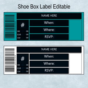 Shoe Box Editable Label Template, DIY Blank Custom Shoe Box Label ...