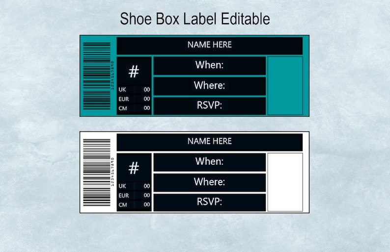 Shoe Box Editable Label Template DIY Blank Custom Shoe Box - Etsy
