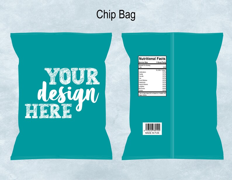 Chip Bag Template on 11 X 17 Sheet With - Etsy