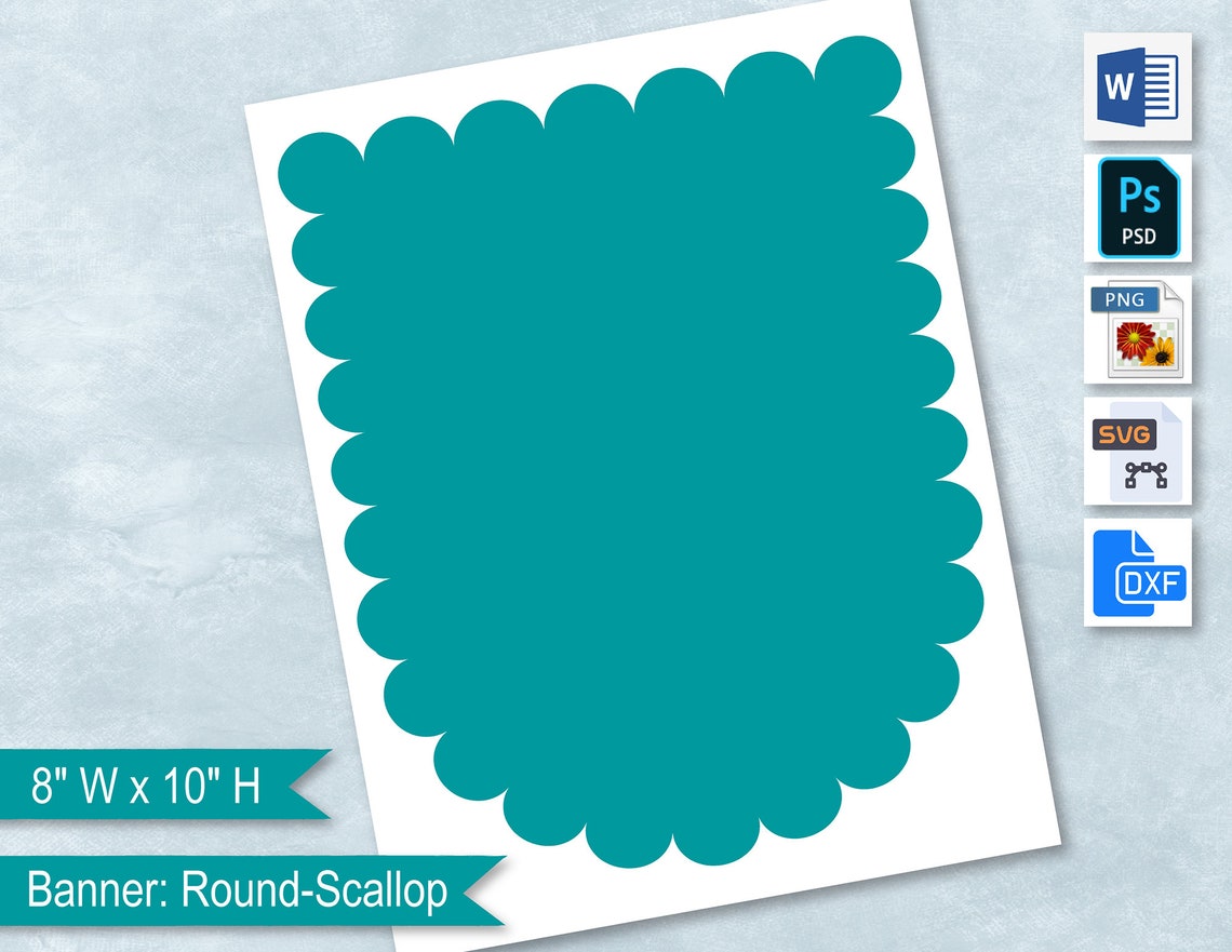 Round Scallop Edge 8 X 10 Banner Blank Template - Etsy