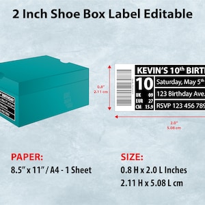 2 Inch Blank Shoe Box Label Template, Editable Color & Text, 2" Shoe ...