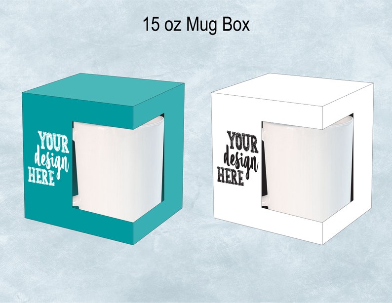 15oz Mug Box With Window Template, 11"x17" Size Sheet, Mug Gift Display ...