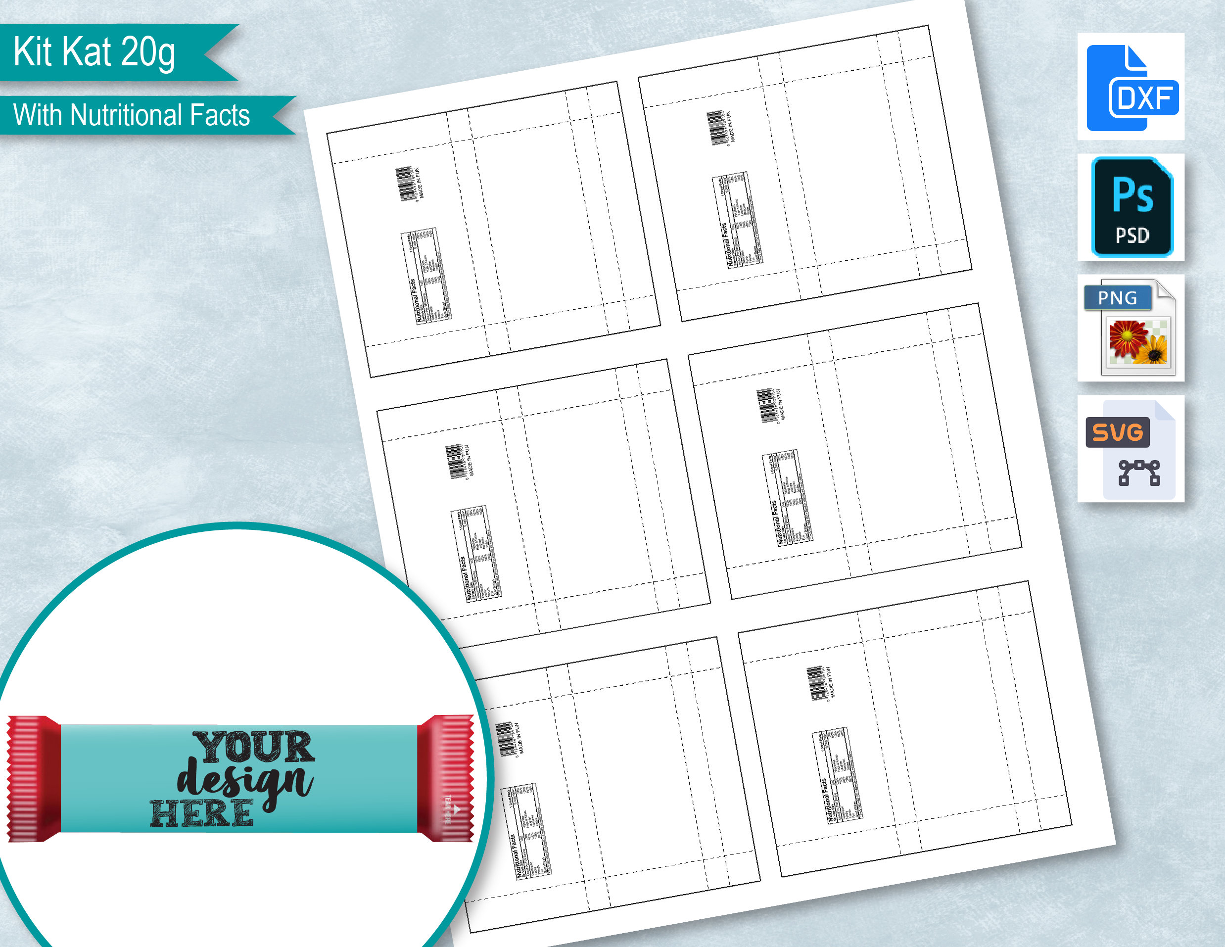 Kit Kat 20g 2 Finger Bar Blank Wrapper with Template | Etsy