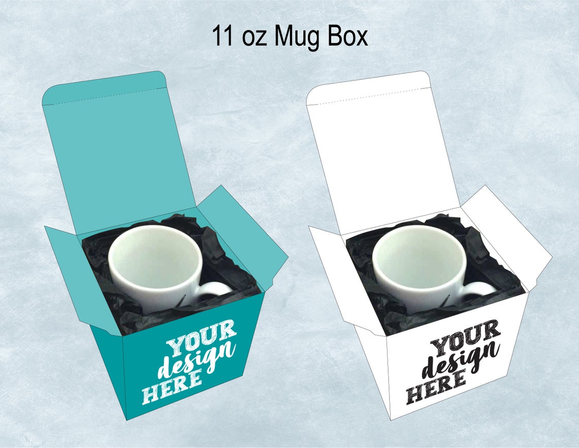 11oz Mug Box Template 8.5"x11" Letter Size Sheet, Coffee Mug Gift Box ...