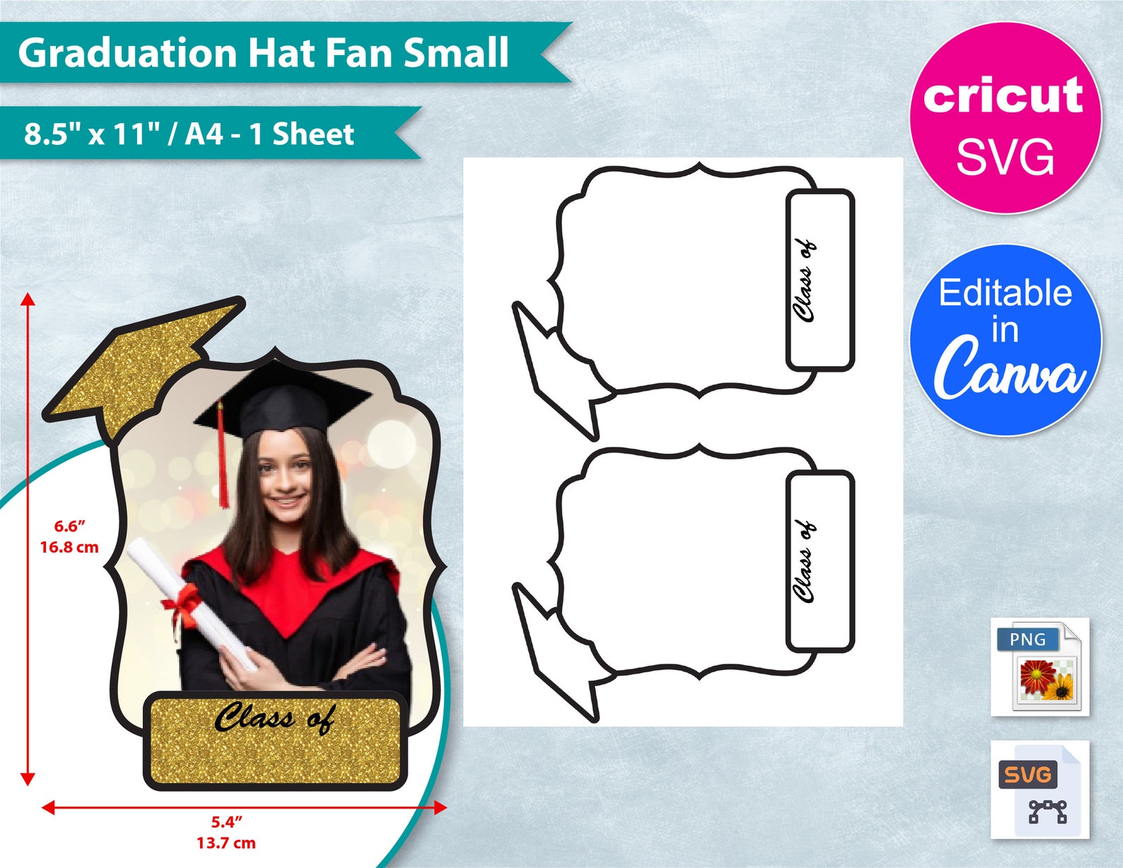 Graduation Cap Paddle Fan Blank Template, Editable, DIY Graduate Hat ...