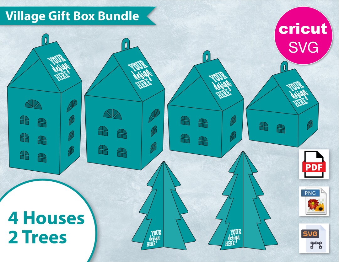 Village Gift Box Bundle, 8.5"x11" Sheet Printable, Village Favor Box ...