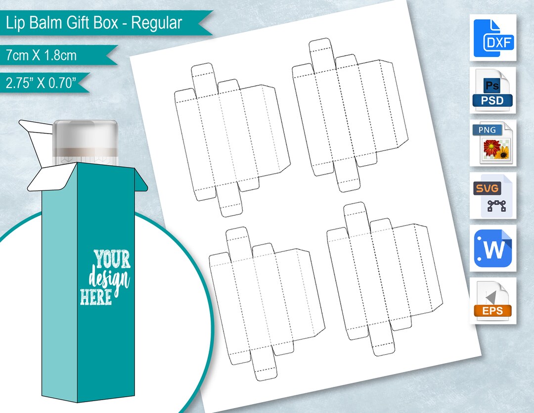 Regular Lip Balm Gift Box Blank Template, Lipbalm Foldable Box, Lip ...