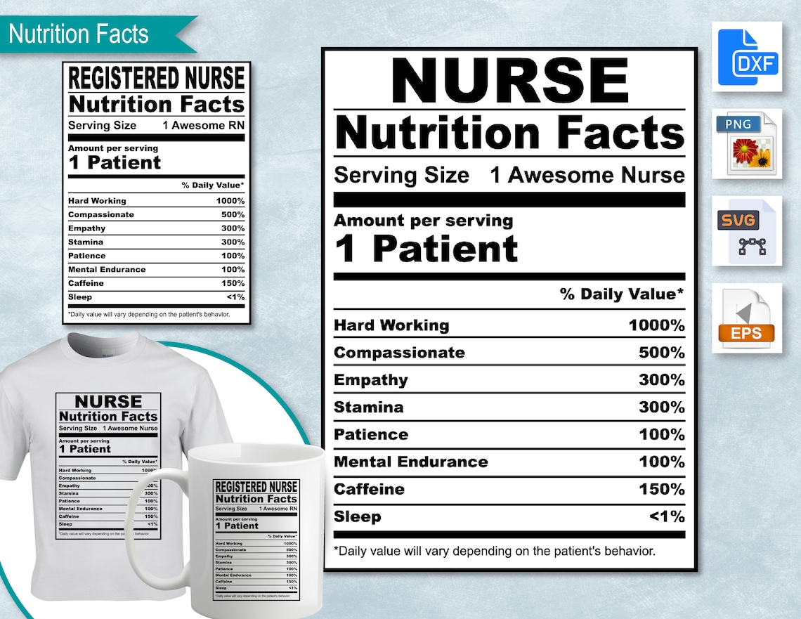Nurse Nutrition Facts Svg Nutritional Fact Label Template - Etsy