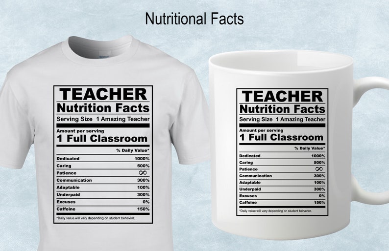 Teacher Nutrition Facts, SVG Nutritional Fact Label Template, Printable ...
