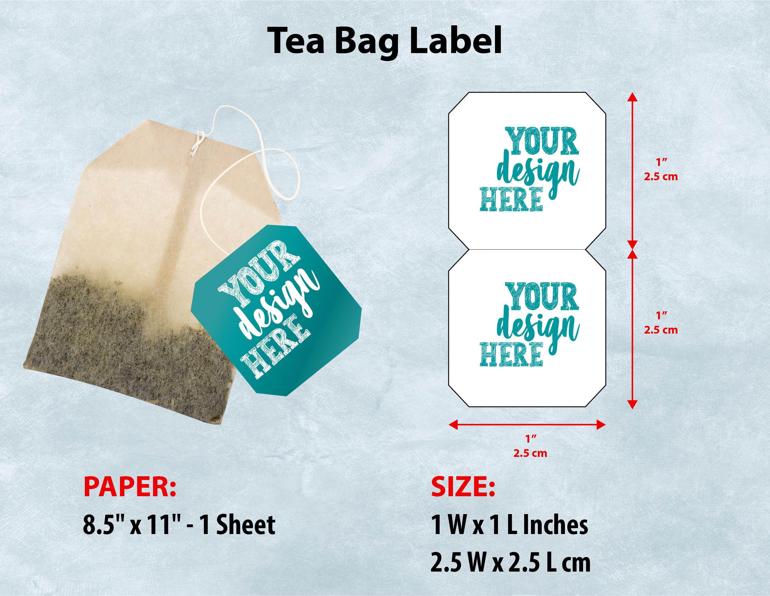 Tea Bag Label Blank Template, 8.5"x11" Sheet, Tea Bag Sticker, Custom ...