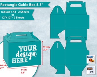 6 Square Tall Gable Box Template, 6 Inch Gable Gift Box Template, Party Favor Box, SVG Forcricut ...