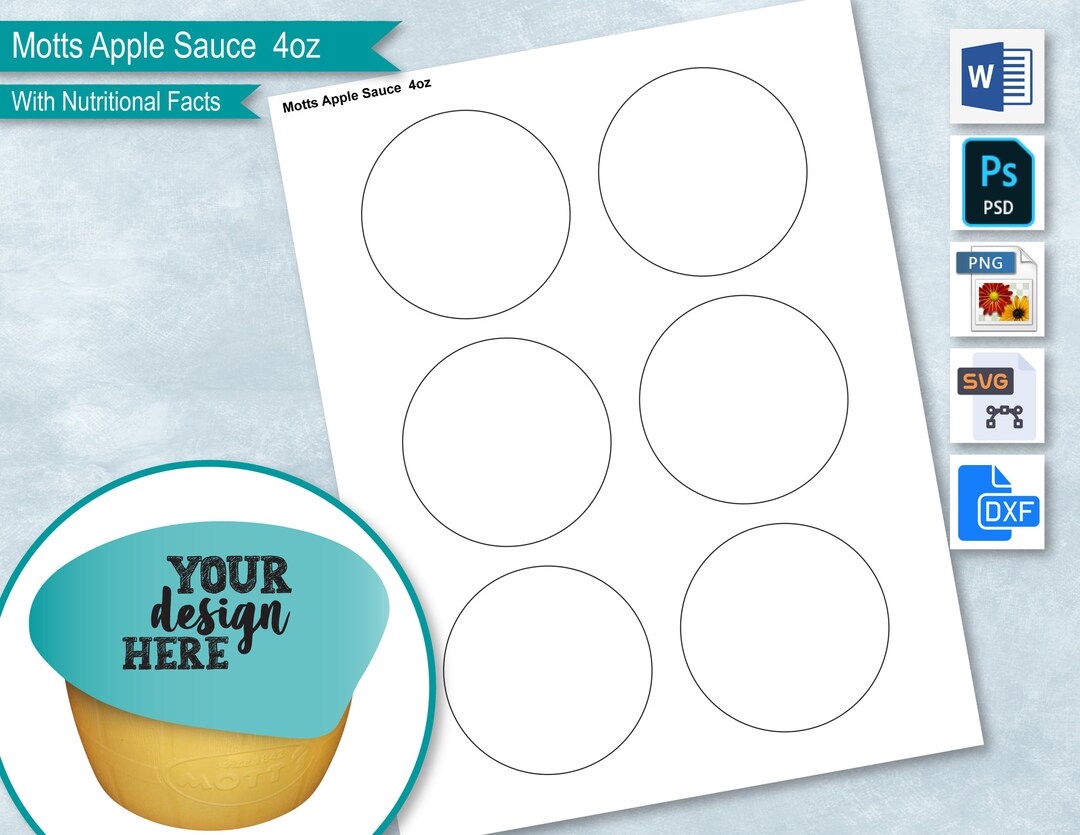 Applesauce 4oz 50g Label Template, Apple Sauce Sticker Label, DIY ...