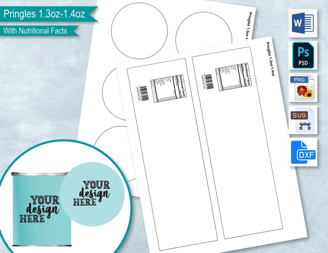 Chip Can 1.3oz 37g Topper Template With Nutritional Facts, Chip Tube ...