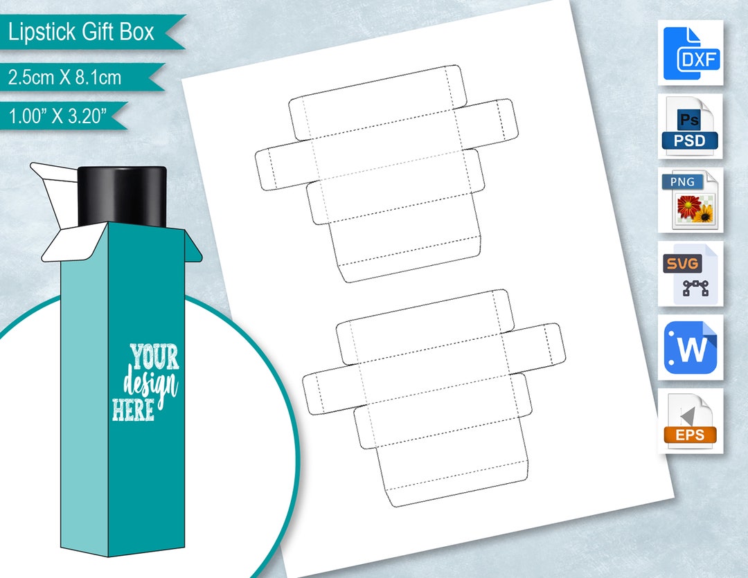 Lip Stick Gift Box Blank Template, Lip Stick Foldable Box, Lipstick ...