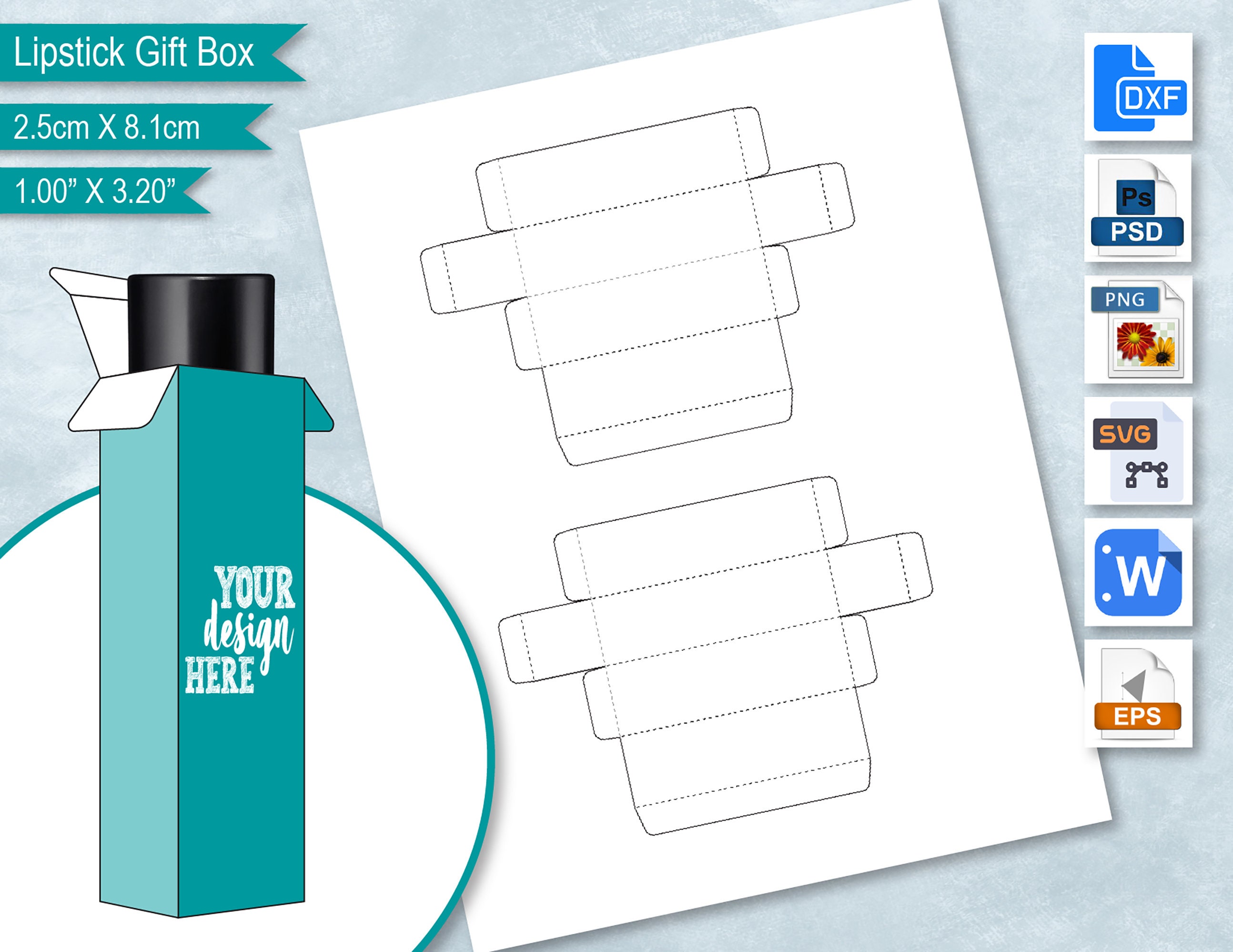 Lip Stick Gift Box Blank Template Lip Stick Foldable Box - Etsy