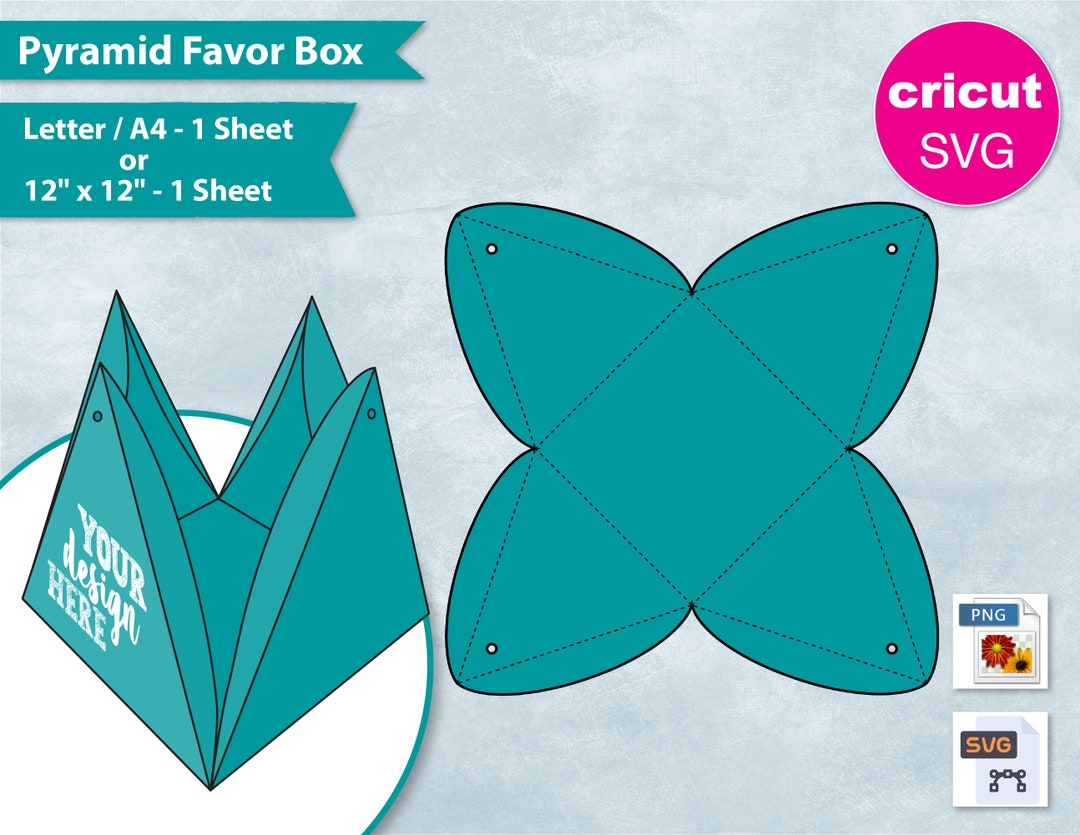 Pyramid Favor Gift Box, 8.5"x11" Sheet Printable, Pyramid Favor Box ...